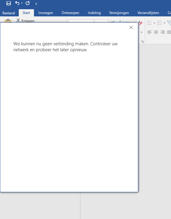 “We are unable to connect right now. Please check your network and try ...